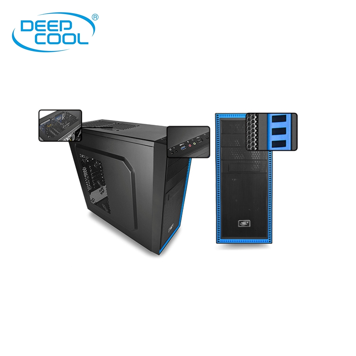 gITec Online Shop -Case DEEPCOOL TESSERACT BF MID-TOWE BLACK BLUE